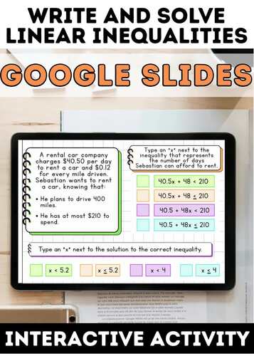 Writing and Solving Linear Inequalities | Google Slides™ | Real-World ...