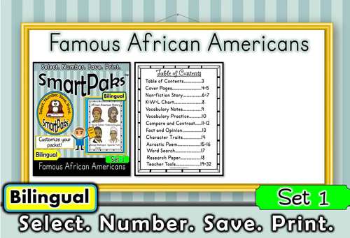 African Americans SET 1 BILINGUAL SmartPaks™ Unit: 10 Activities Black ...