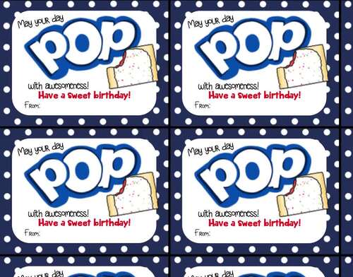 Pop-Tarts Birthday Gift Tag- May your day POP with awesomeness!