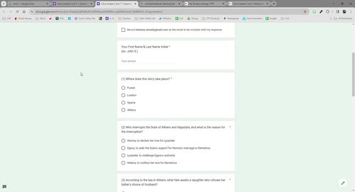 CKLA Grade 5 Unit 7 Midsummer Dream: Comprehension Quizzes {Digital}