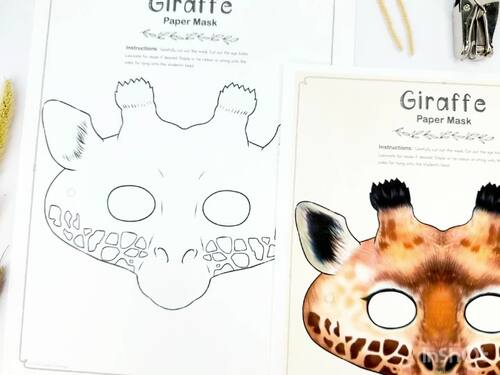 Giraffe | Paper Mask | Printable Craft | Giraffes by Simply Schoolgirl