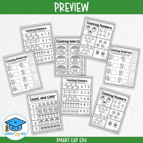 St. Patrick’s Day Counting 1-10 Worksheets | Kindergarten Math Number Sense