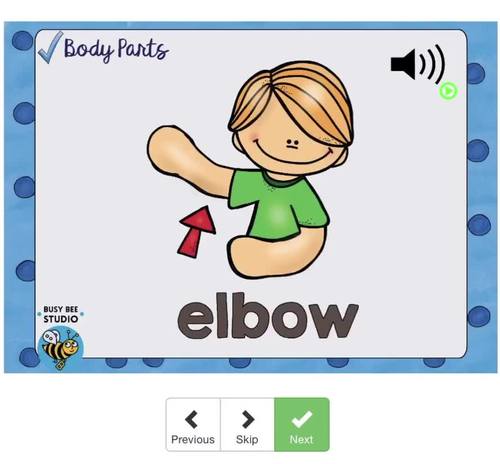 BODY PARTS PRESCHOOL FLASHCARDS ESL NEWCOMER VOCABULARY PICTURE BOOM CARDS