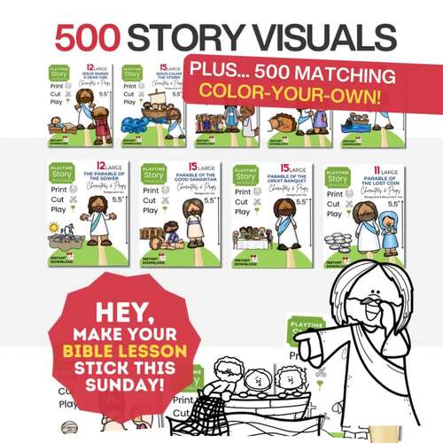 Stories of Jesus Storytelling STICK PUPPETS Kids Bible Stories Printables