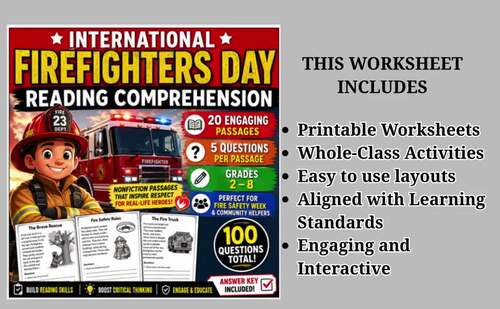 International Firefighters Day Reading Comprehension Passages (Grades 2–8)