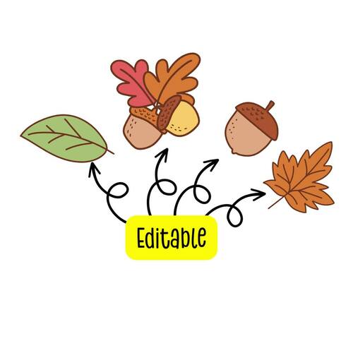 Fall Nut Bulletin Board Kit or Sep Door Decoration, Editable by JNC ...