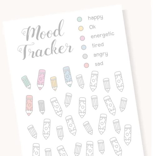 Pencil Mood Tracker. Journal Daily Weekly and Monthly Mood Trackers.