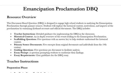 Emancipation Proclamation DBQ by PBL History & Civics | TPT