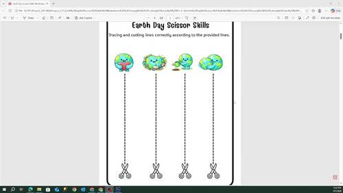 Earth Day Scissor Skills Worksheets | Tracing & Cutting Lines | Pre-K–K