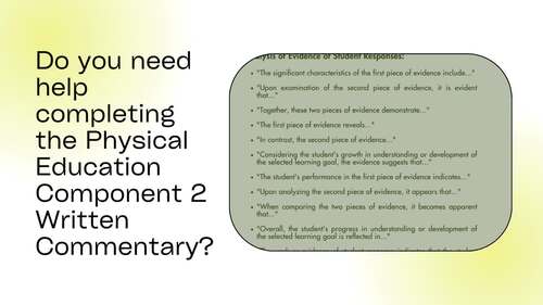 National Board Physical Education Ages 3 - 18 Component 2 Sentence Starters