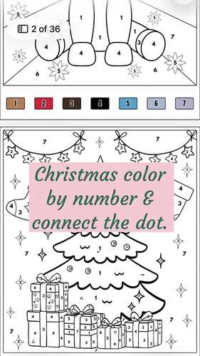 Christmas Color by Number & Connect the Dot Activity Pages |Holiday ...