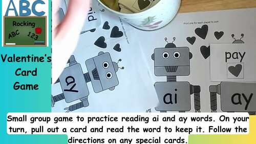 Valentine's Day ai ay vowel team card game and spelling sort | TPT