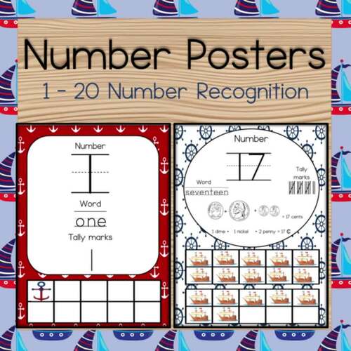 Number Recognition/ Number Concept Poster- Nautical theme | TPT