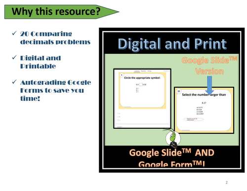Comparing Decimals Pre Algebra Task Cards Google Form | TPT