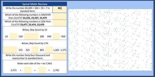NO PREP - Spiral Math Review for 3rd or 4th grade - Skiing Gnome