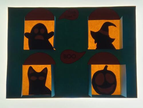 Pop up card Halloween Windows Surprise! | craft activity | Light up funny