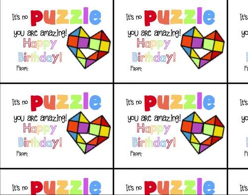 Twist Snake Cube/ Puzzle Birthday Gift Tag- It's no puzzle you are amazing!
