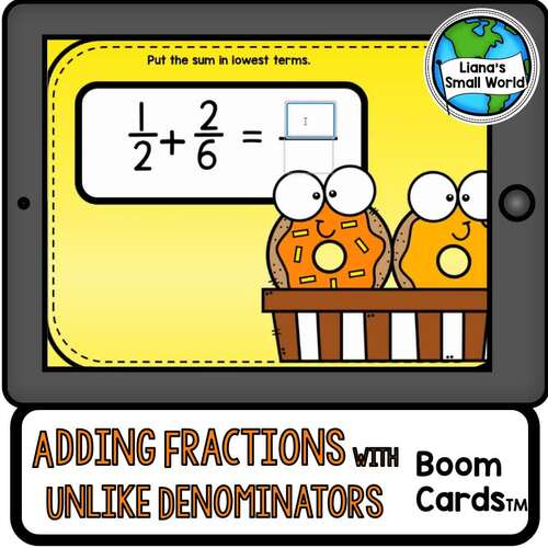 Adding Fractions Unlike Denominators BOOM tm Digital Task Cards | TPT