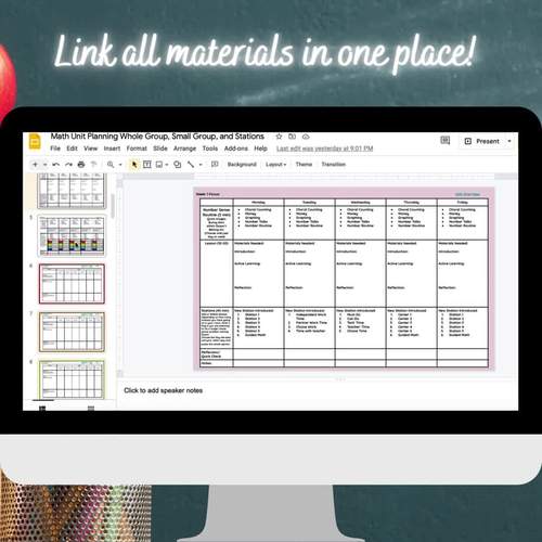Digital Unit Planner for Math | Editable Template | Small Group, Whole ...