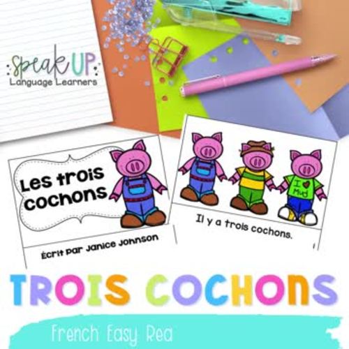 Les Trois Cochons French Fairy Tale Emergent Reader Beginning Mini Book