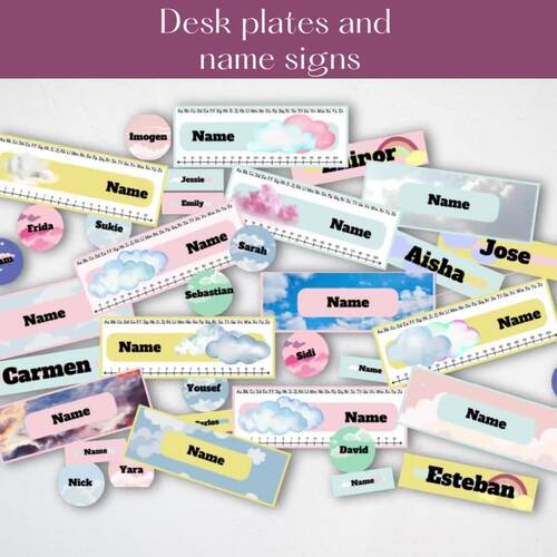 Cute pastel desk plates & name signs for classrooms and schools | Cloud ...