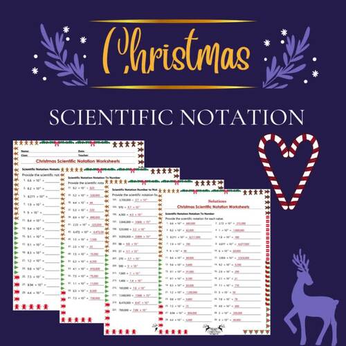 Christmas Math Scientific Notation Bundle of 24 Worksheets Sub Plan ...