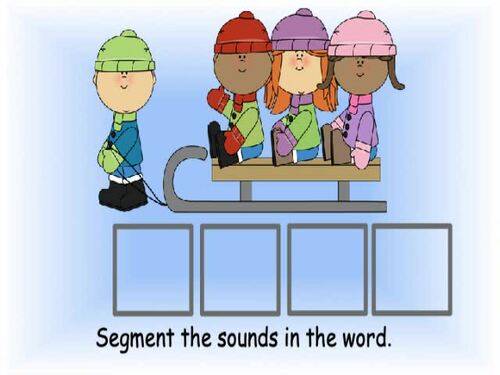 Winter consonant blends lesson slides: read, spell, segment, rhyme, play