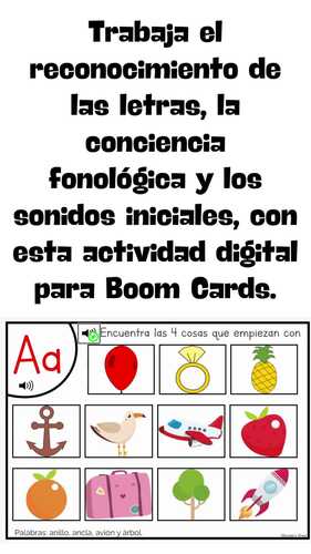 Sonidos iniciales Beginning sounds Boom Cards & Printables Conciencia ...