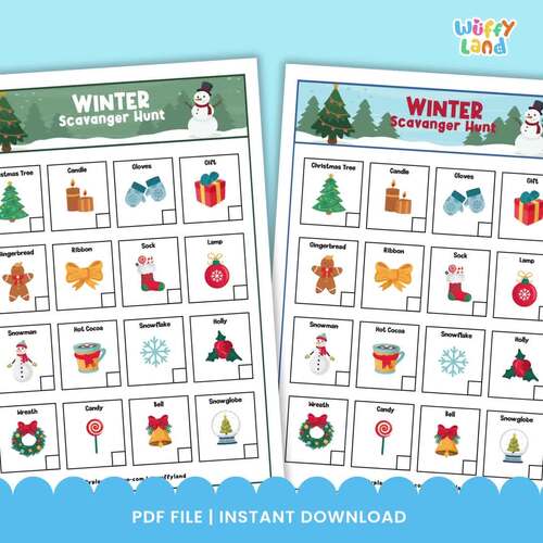 Winter Scavenger Hunt Activity | No Prep Winter Vocabulary Game for ...
