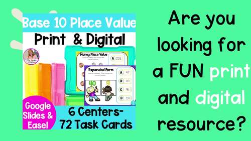 Base Ten Place Value | 6 LOW PREP Math Centers | Digital and Print | 1 ...