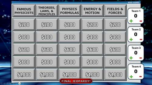 Physics Review Game - Jeopardy Trivia for PowerPoint, Editable Digital ...