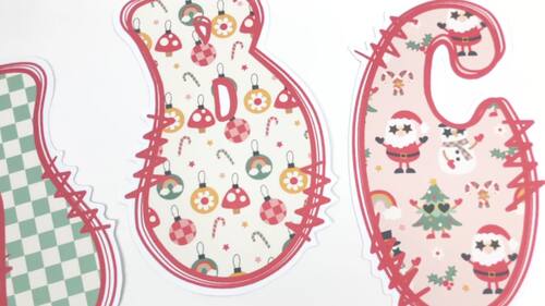 Hippie Christmas Letters & Numbers for Winter Holidays Bulletin Boards