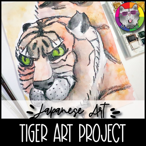 Japanese Art Tiger Art Project, Japanese Art Lesson Activity for Elementary