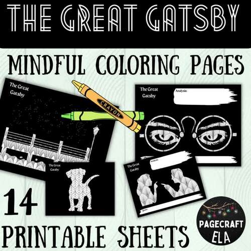 The Great Gatsby | Mindfulness Coloring Sheets | Symbolism and Scenes