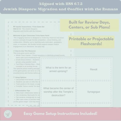 HSS 6.7.5 Trivia Game & Quiz Pack: Jewish Migration & Roman Conflict ...