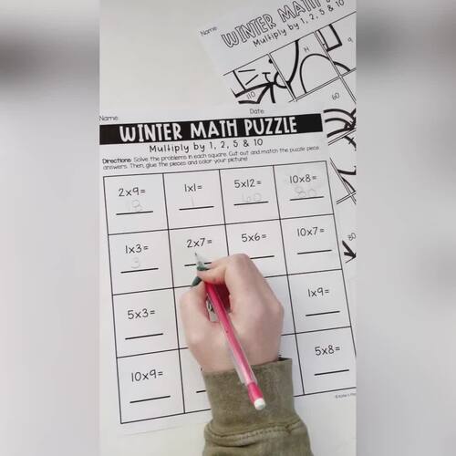 Winter Math Multiplication Puzzles for 3rd Grade by Kate's Place