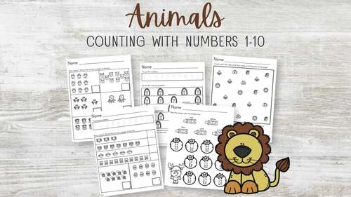 Math Counting Numbers 1-10 * Animals Theme Worksheets * Morning Work ...