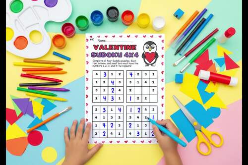 Valentine's Day 4x4 Sudoku Puzzles - 200 Beginner Logic Grids - 50 Pages