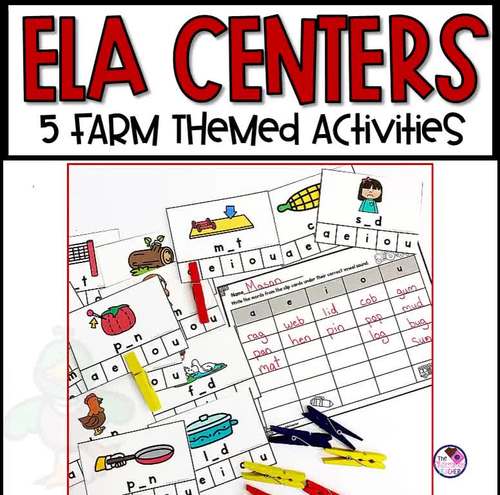 ELA Centers Phonics and Grammar Farm Theme for 1st Grade | TPT