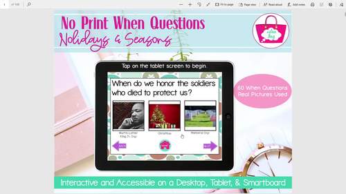 No Print When Questions with Real Pictures (Speech) Distance Learning