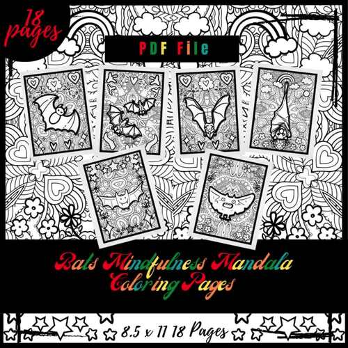 Bats Mindfulness Mandala Coloring Pages, Animals Coloring Printable ...