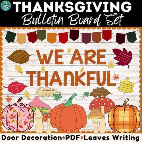 "We are Thankful" Thanksgiving Bulletin Board Kit Letters, Banners and ...