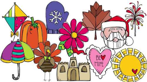 Monthly clip art 2025, holiday clip art, seasonal clip art COMBO PACK