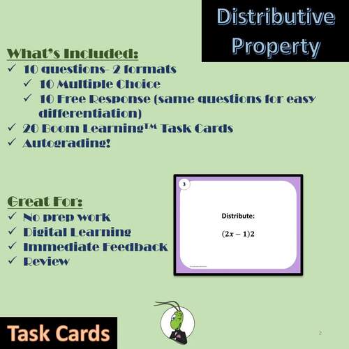 Distributive Property 1 Boom Digital Task Cards by Grasshopper Mathematics