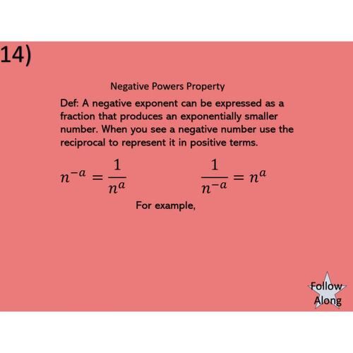 Exponents: Negative Property And Quotient by The Independent Variable
