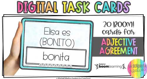 Spanish Adjective Agreement Digital Task Cards | BOOM Cards | Adjetivos