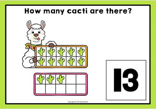 Teen Number PowerPoint Counting Ten Frames Llama by Tech Teacher Pto3