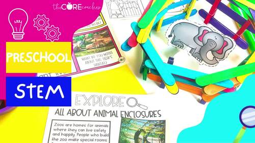 Zoo STEM Activity for Preschool, Pre-K - Zoo Animal Stem Challenge PreK