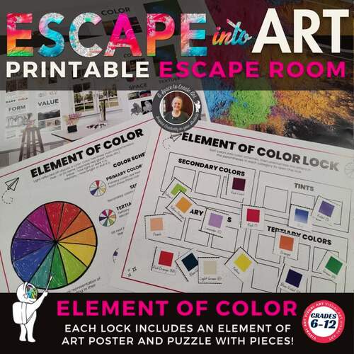 PRINTABLE Elements of Art Escape, Middle School Art Escape, High School Art