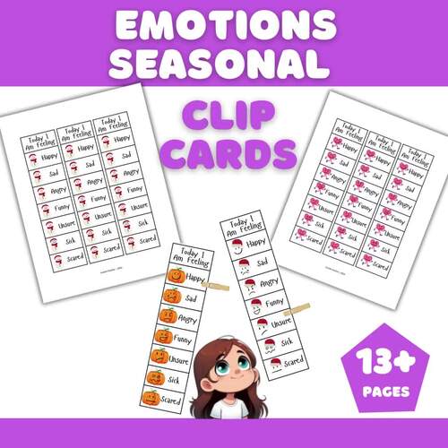 Emotions Check In Seasonal Clip Cards by Colorful Creative Printables